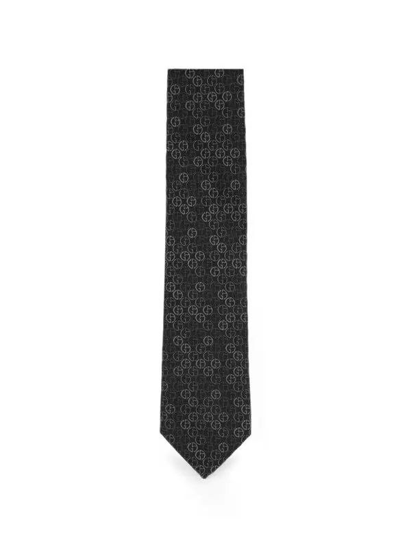 Giorgio Armani Logo-jacquard Silk Tie - Black