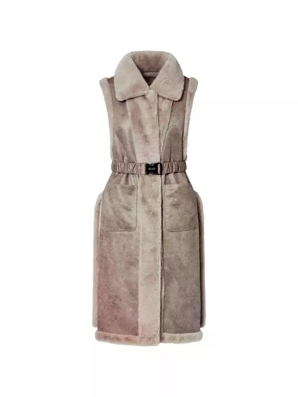 Liu Jo Faux Shearling Long Vest - Neutrals