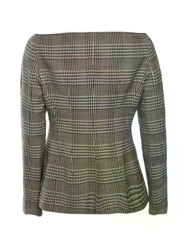 Theory Hadfield Off-the-shoulder Plaid Jacket - Brown