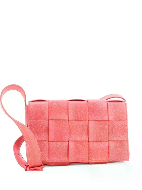 Bottega Veneta Cassette Maxi Intrecciato Rubber Crossbody Bag - Red