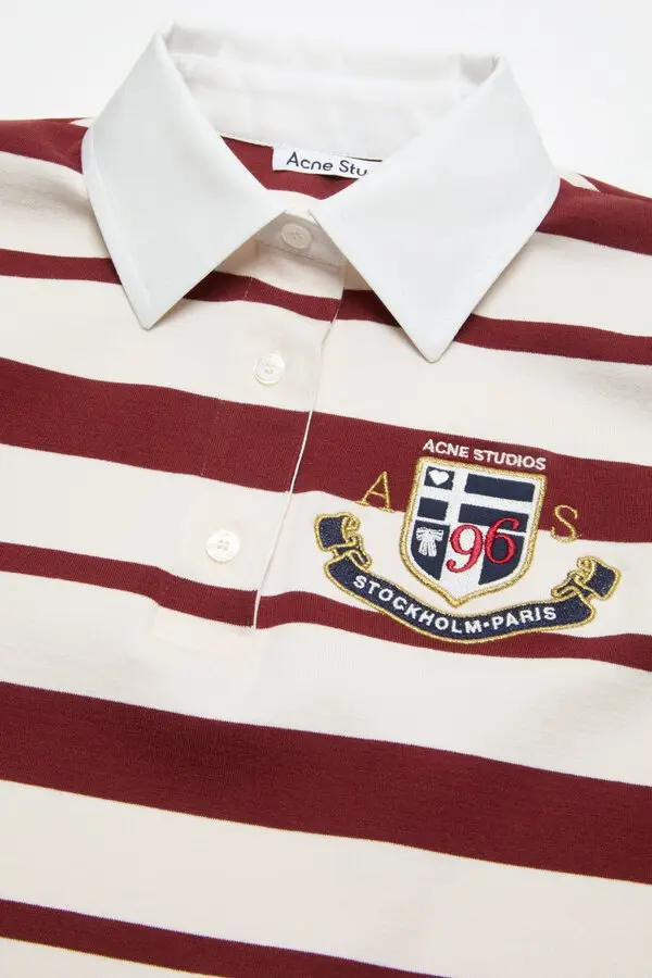 Acne Studios Striped Crest-patch Polo Shirt