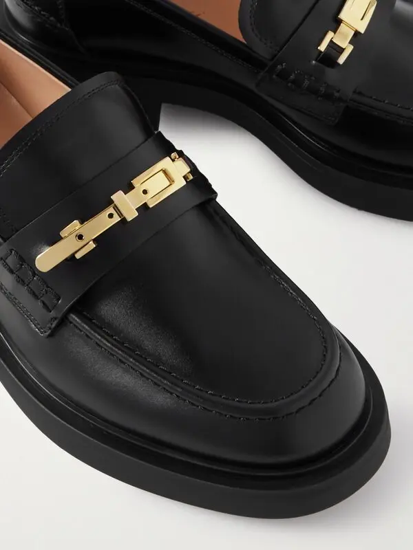 GIANVITO ROSSI Round Toe Loafers With Metal Detailing