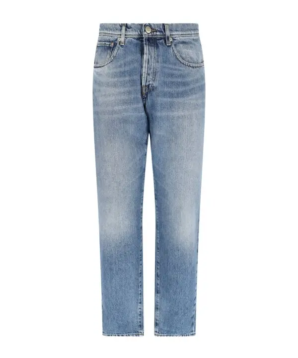 Incotex Logo Patch Straight Leg Jeans