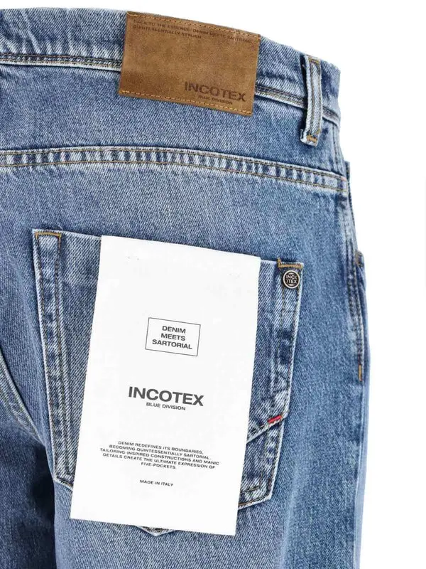 Incotex Logo Patch Straight Leg Jeans