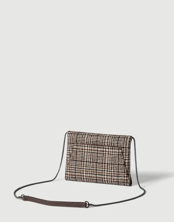 Brunello Cucinelli Checked Alpaca And Wool Duo Pochette - Brown