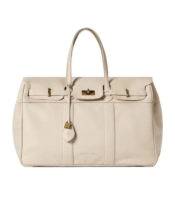 Brunello Cucinelli Deerskin Explorer Travel Bag - Ivory