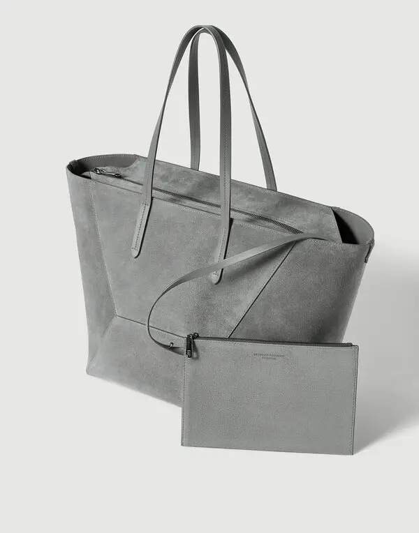 Brunello Cucinelli Suede Bc Duo Bag With Monili Embroidery
