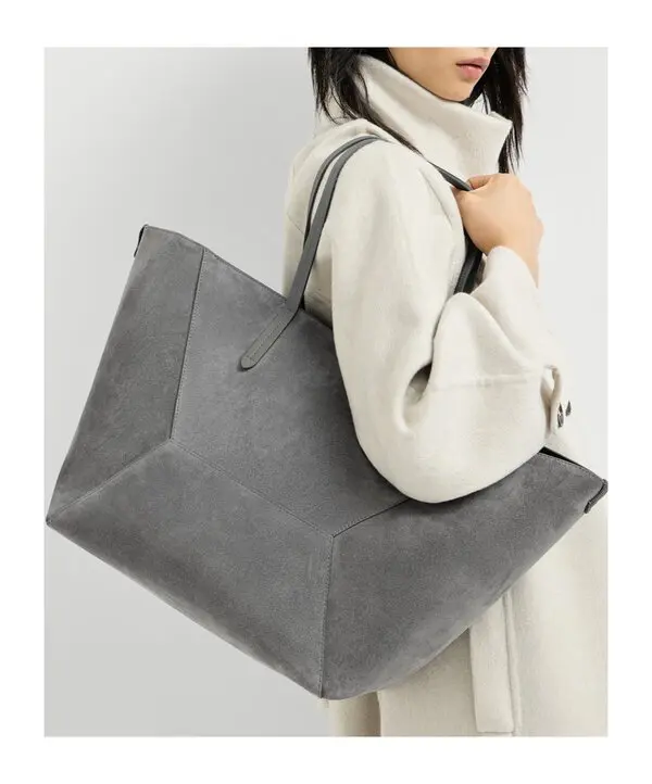 Brunello Cucinelli Suede Bc Duo Bag With Monili Embroidery