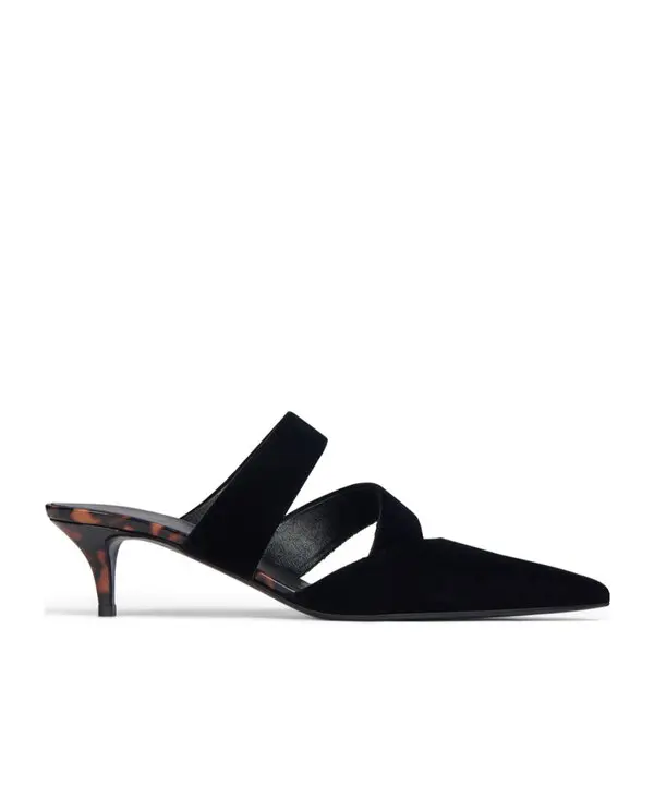 Balmain Velvet And Printed Patent Leather Mules