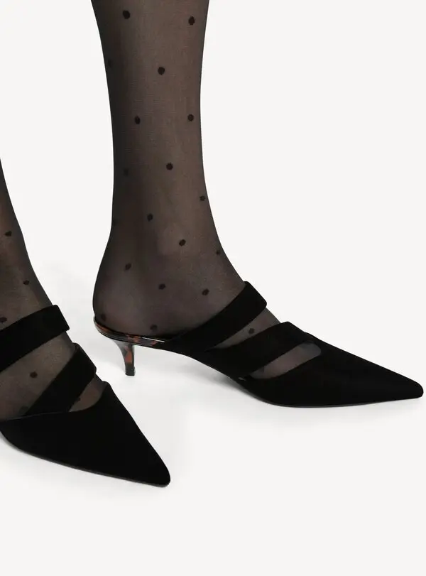 Balmain Velvet And Printed Patent Leather Mules