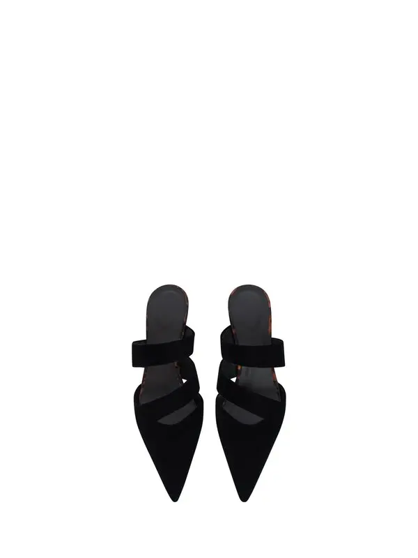 Balmain Velvet And Printed Patent Leather Mules