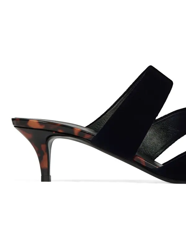 Balmain Velvet And Printed Patent Leather Mules