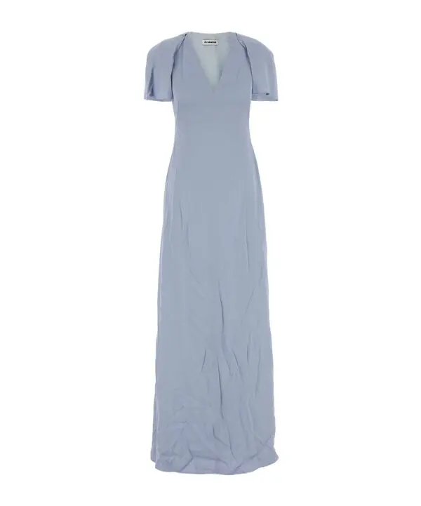 JIL SANDER V-neck Maxi Dress With Ruffled Sleeves