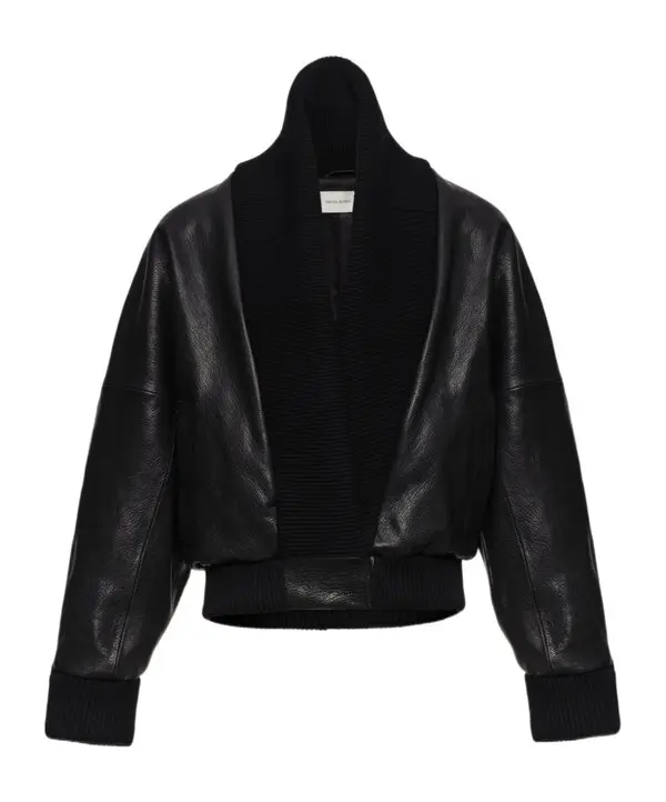 Magda Butrym Leather Bomber Jacket - Black