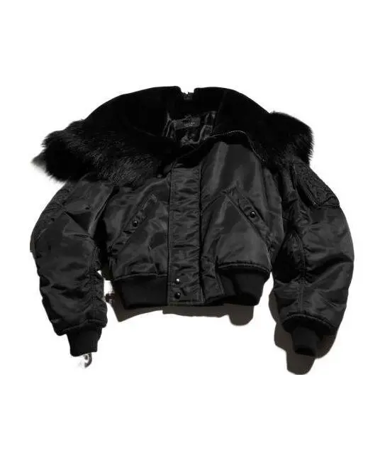 Gucci Padded Bomber Jacket With Shearling - Black