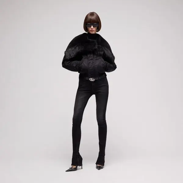 Gucci Padded Bomber Jacket With Shearling