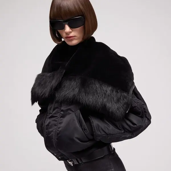 Gucci Padded Bomber Jacket With Shearling