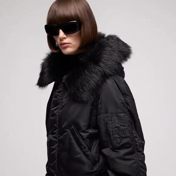 Gucci Padded Bomber Jacket With Shearling