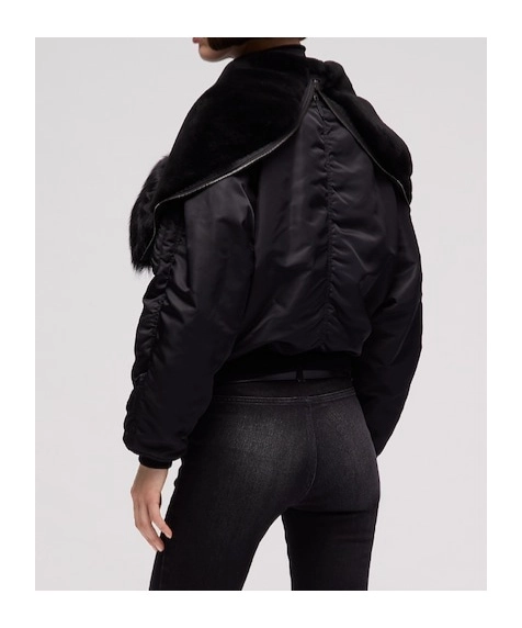 Gucci Padded Bomber Jacket With Shearling Trim
