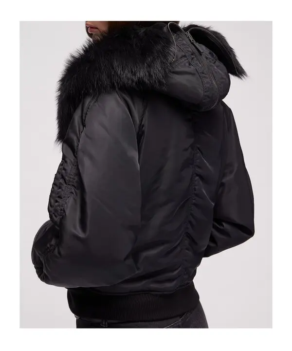 Gucci Padded Bomber Jacket With Shearling Trim