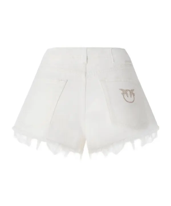 Pinko Logo Embellished Frayed Shorts