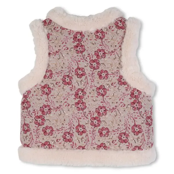 Chloé Floral Jacquard Faux Fur Trimmed Sleeveless Jacket