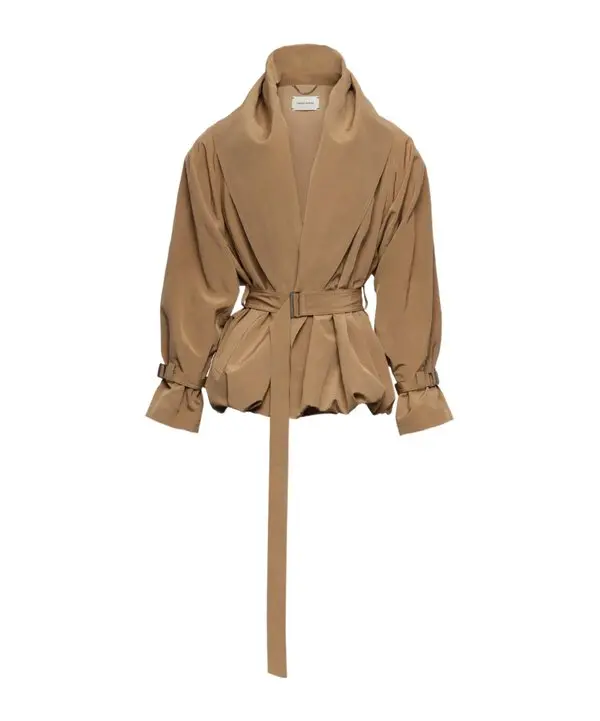 Magda Butrym Shawl Collar Belted Jacket - Beige