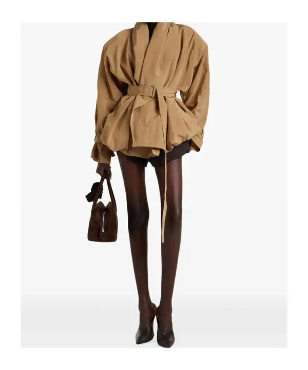 Magda Butrym Shawl Collar Belted Jacket - Beige