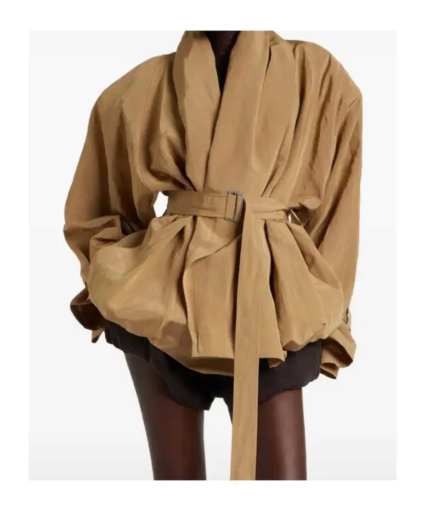 Magda Butrym Shawl Collar Belted Jacket - Beige