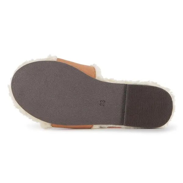 Chloé Shearling-effect Logo Embroidered Slides