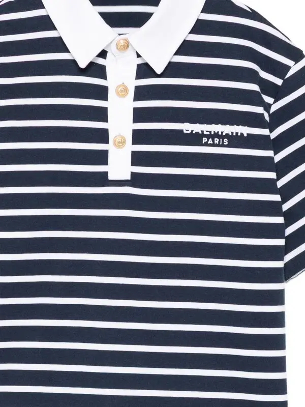Balmain Striped Collared Polo Shirt