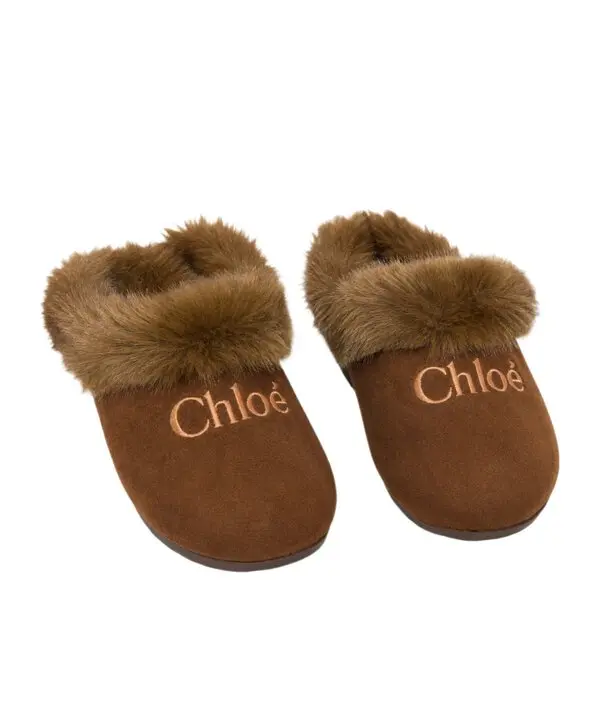 Chloé Letter-embroidered Mule Slides