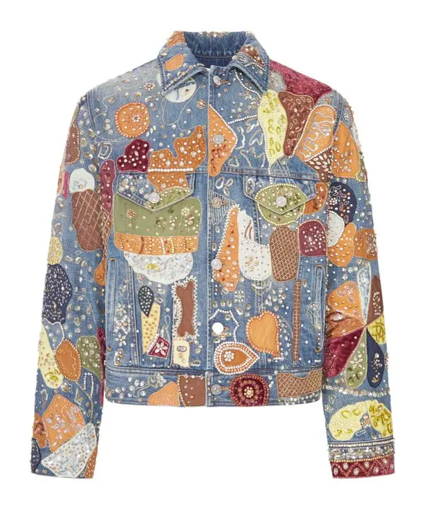 Amiri Embellished Long-sleeve Denim Jacket - Electric Fade