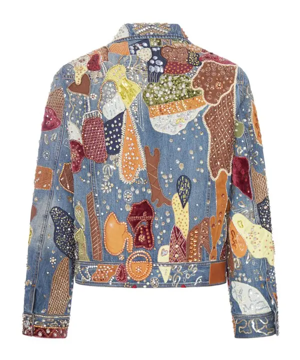 Amiri Embellished Long-sleeve Denim Jacket - Electric Fade