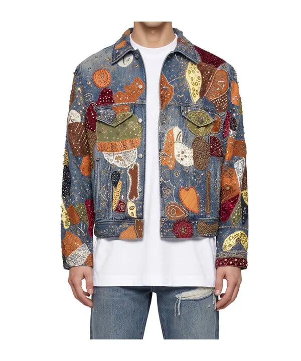 Amiri Embellished Long-sleeve Denim Jacket