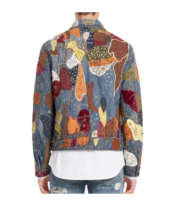 Amiri Embellished Long-sleeve Denim Jacket