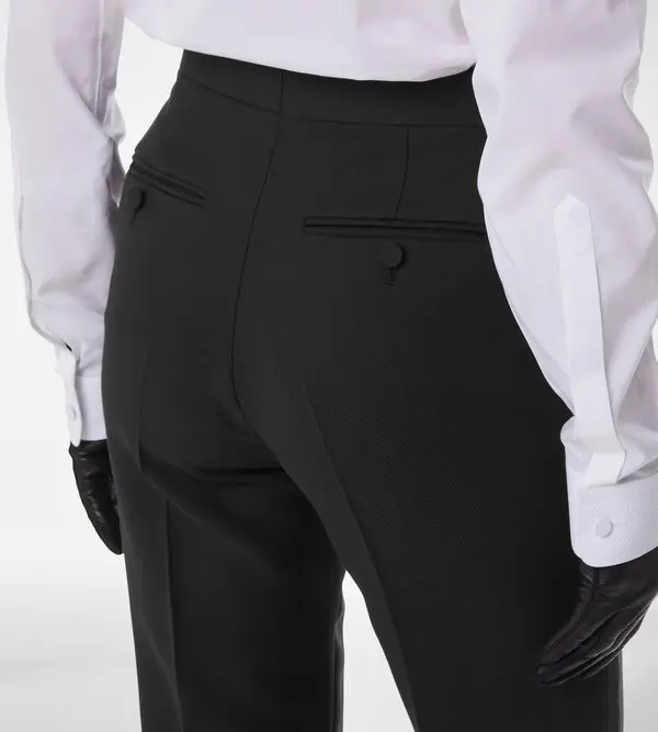 TOM FORD Wool Silk Blend Tailored Tuxedo Straight Pants