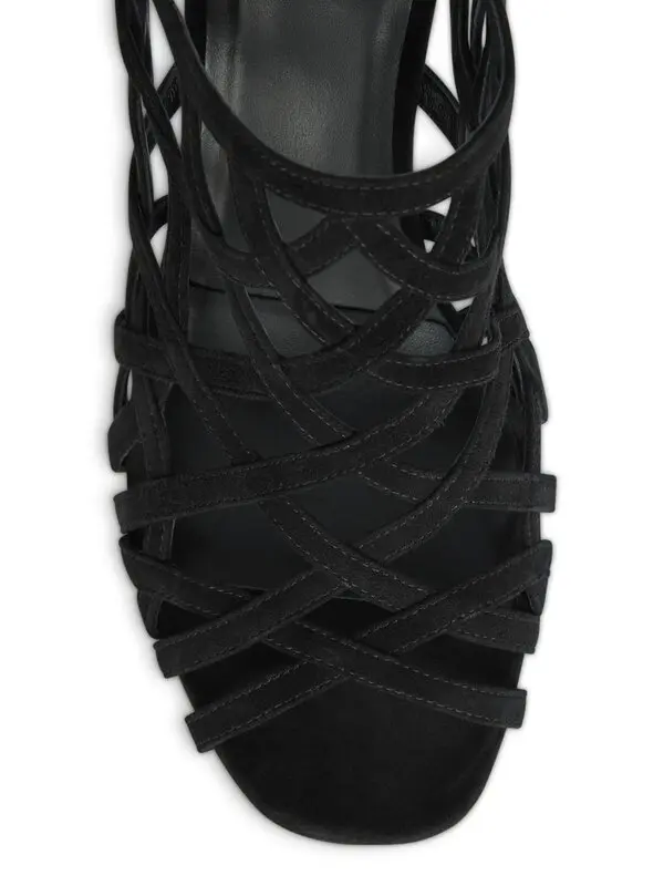 Balmain Wedge Cage Sandals In Suede