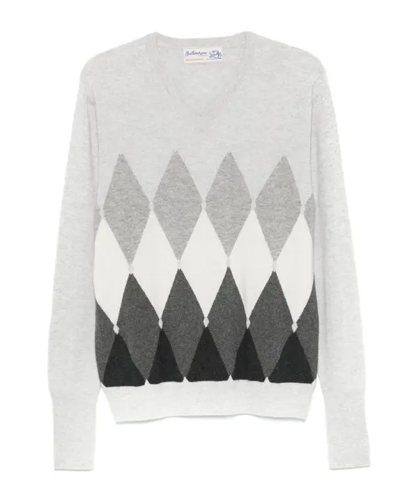 BALLANTYNE Diamond Pattern V-neck Jumper