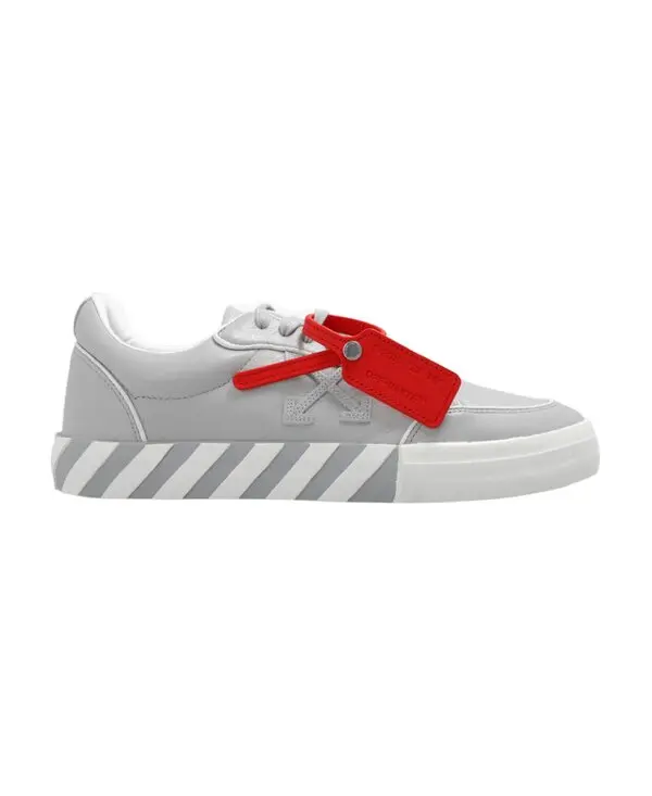 Off-White Low Vulcanized Outlined Leather Sneakers - Gray