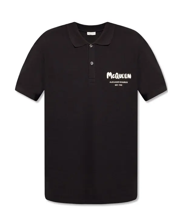 Alexander McQueen Graffiti Logo Printed Polo Shirt - Black