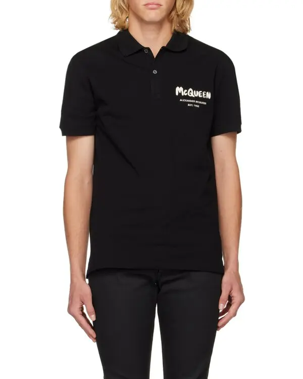 Alexander McQueen Graffiti Logo Printed Polo Shirt