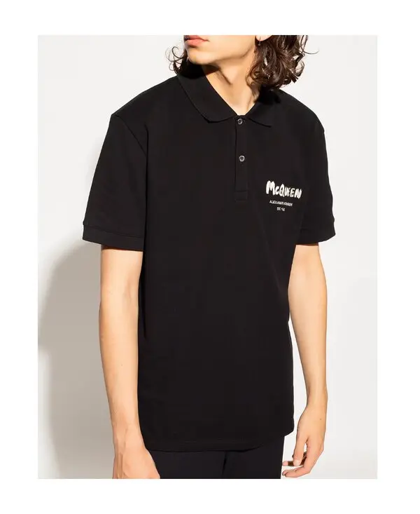Alexander McQueen Graffiti Logo Printed Polo Shirt