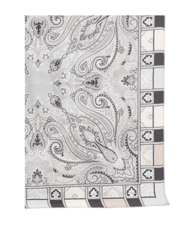 Etro Silk Pocket Square With Paisley And Medallion Motif