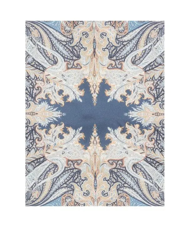 Etro Silk Pocket Square With Floral Paisley Motif