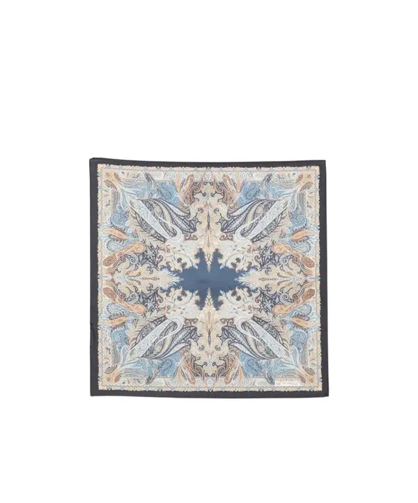Etro Silk Pocket Square With Floral Paisley Motif - No