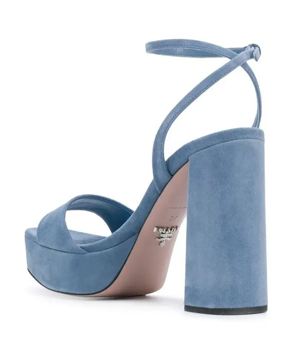 Prada Open-toe High-heeled Sandals With Adjustable Ankle Strap - Star Blue