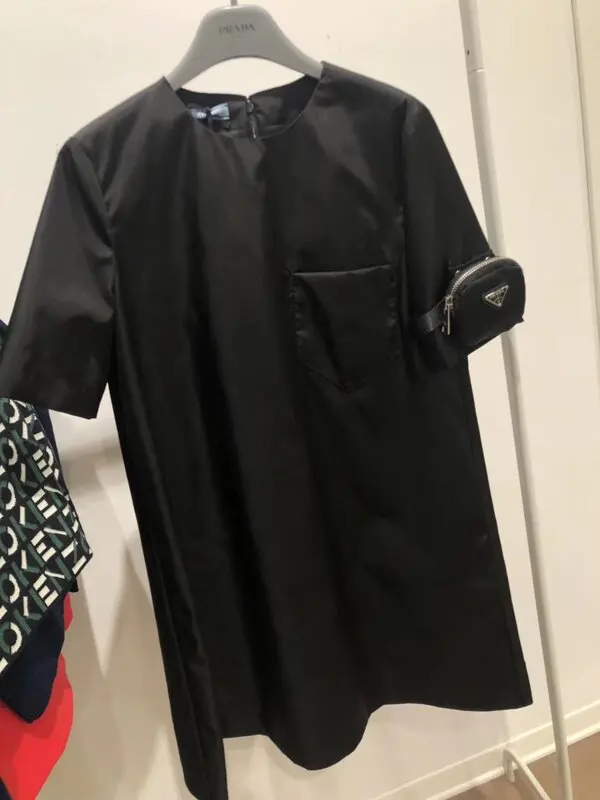Prada Re-nylon Gabardine Dress With Enamel Logo