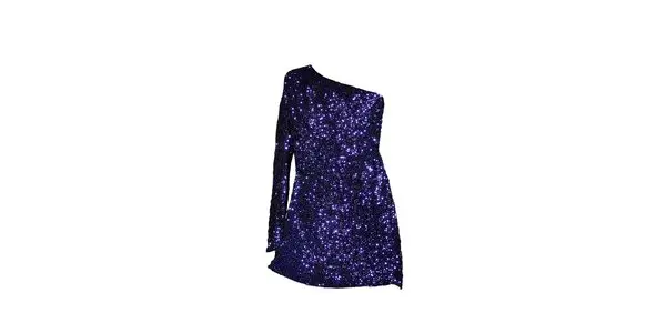 Gucci One-shoulder Sequin Dress With Long Sleeve - Black