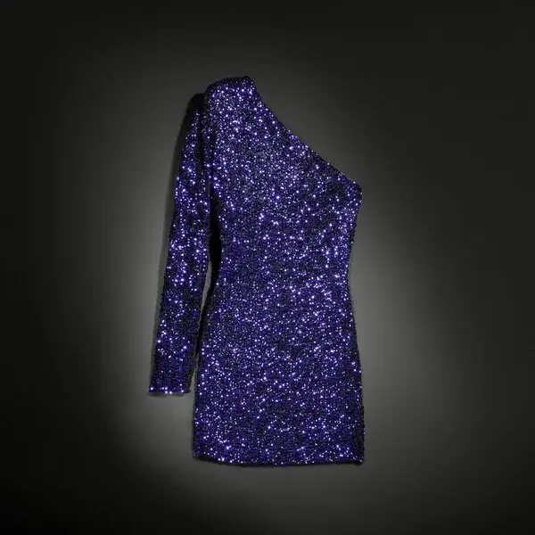 Gucci One-shoulder Sequin Dress With Long Sleeve